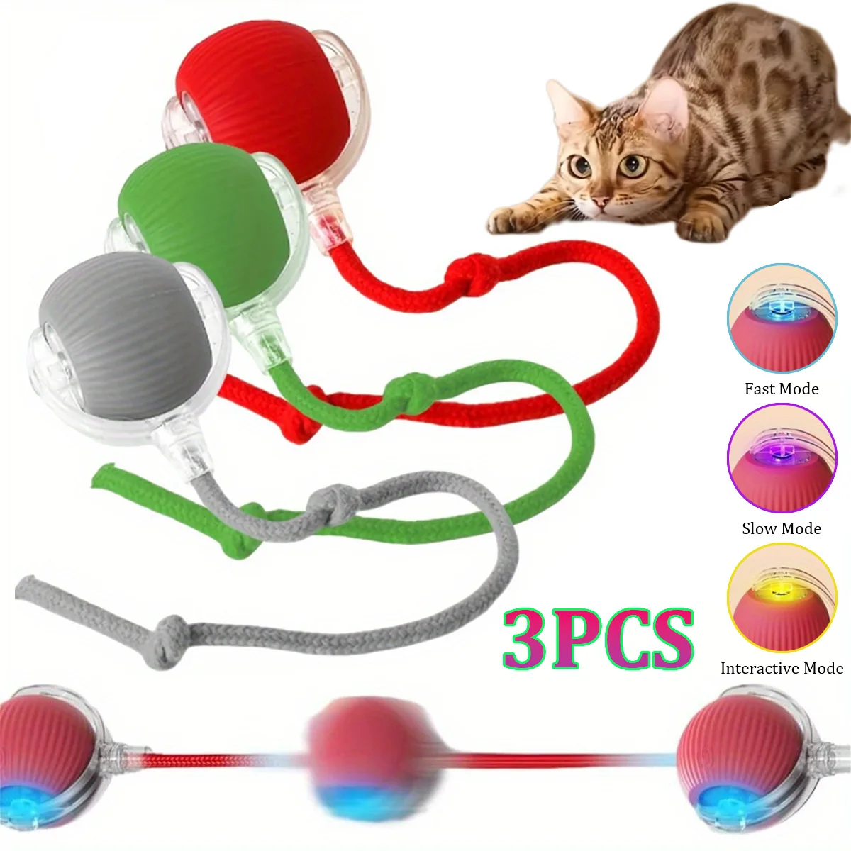 Cat Interactive Ball Toy With Tail Rechargeable Smart Pet Electric ...