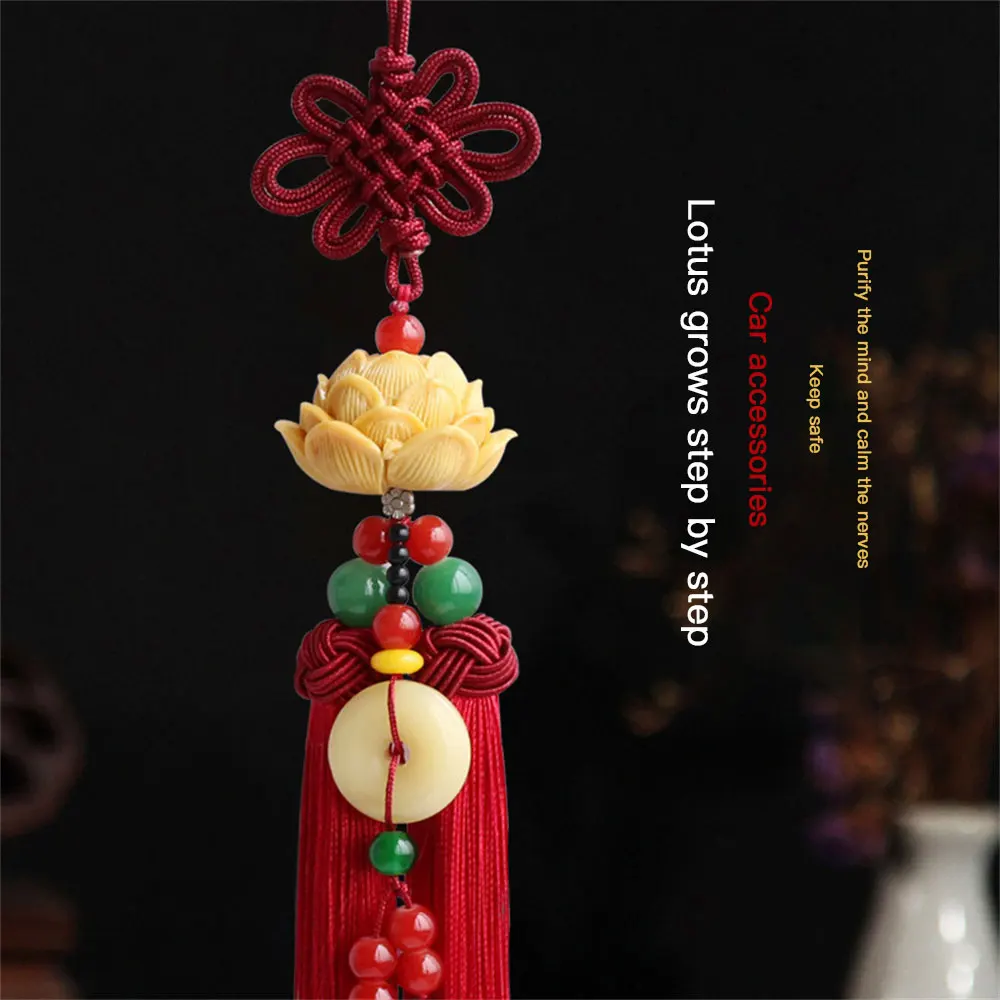 Golden-White-Lotus-Pendant-Exquisite-Portable-Hanging-Rope-Design-Lotus ...