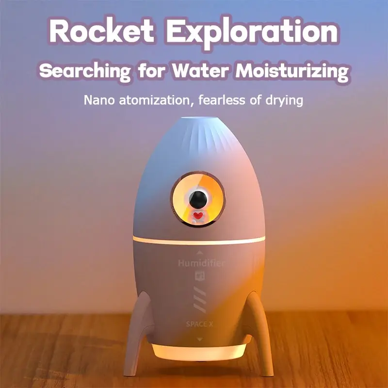 350ML-Spaceman-Rocket-Humidifier-Colorful-Atmosphere-Light-Home-Bedroom ...