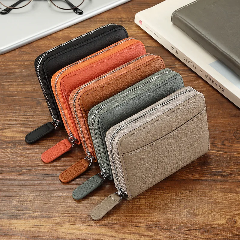 Custom-Letters-Genuine-Leather-Zipper-Card-Holder-Large-Capacity ...