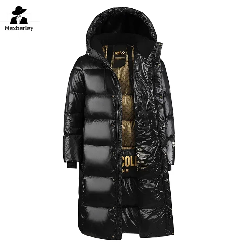 Winter-Black-Gold-Down-Jacket-Men-s-Long-Brand-Glossy-Waterproof-White ...