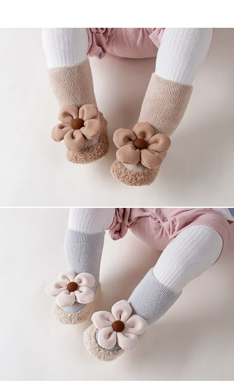 Autumn Winter Baby Girls Socks Newborn Baby Flowers Warm Thick Socks ...