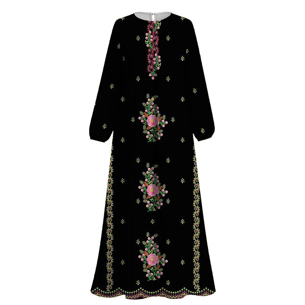 2024-Demure-Muslim-Women-s-Print-Abayas-Ramadan-Ethnic-Clothing-Female ...