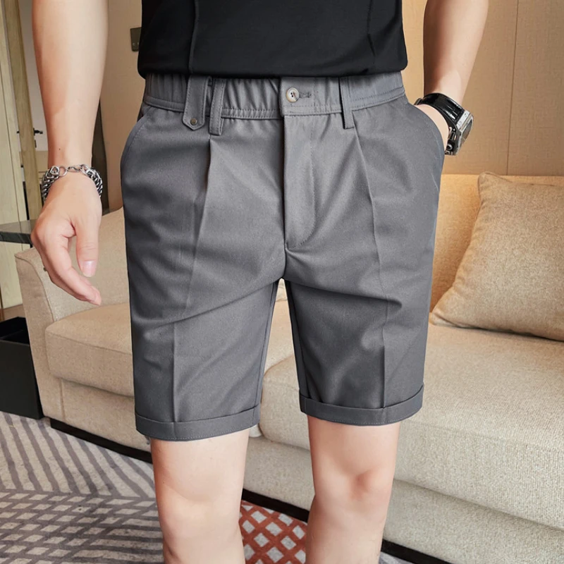 2024-Summer-Business-Dress-Suit-Shorts-Men-Slim-Fit-Casual-Social-Knee ...