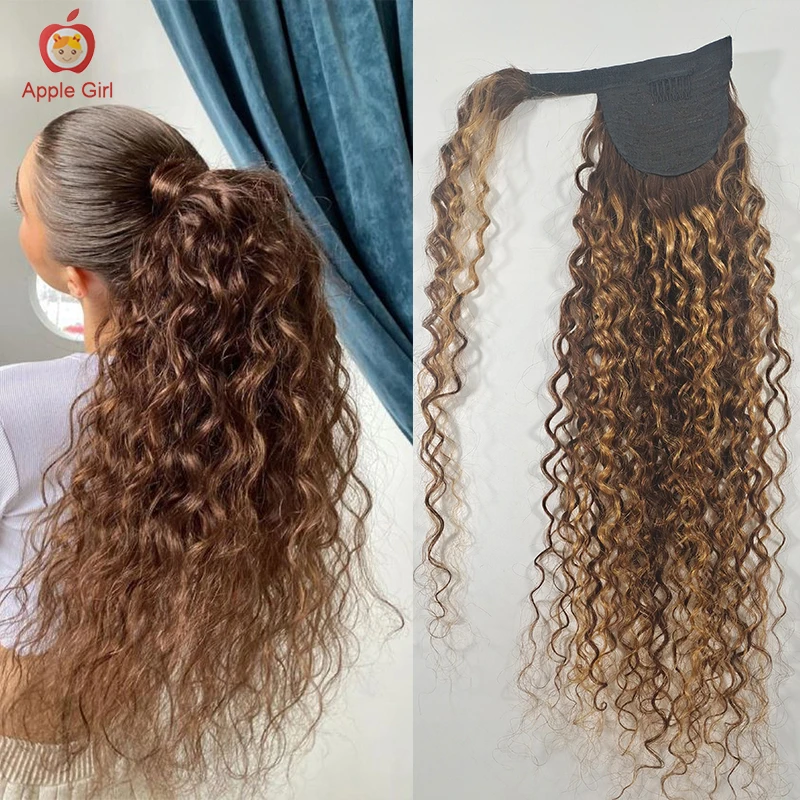 Water Wave Clip Ponytail Highlights | Ponytail Clip Extensions Human ...
