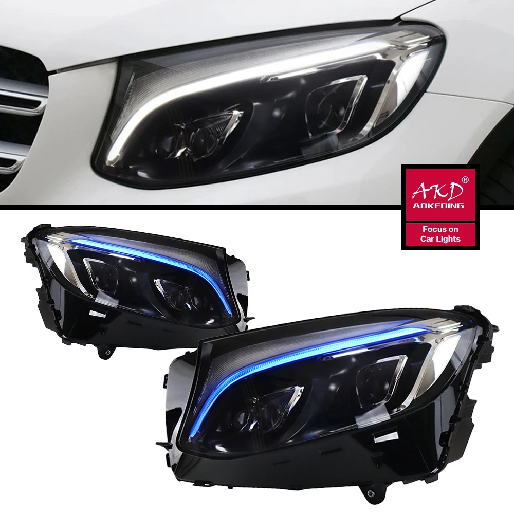 LED Headlights For Benz GLC C253 X253 2016-2019 Front Head Lights Replacement DRL Daytime light ...