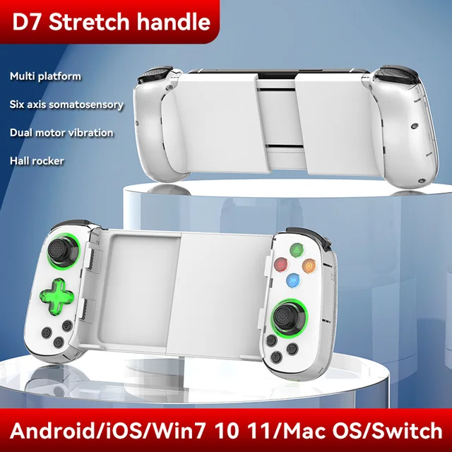 D7 Telescopic Mobile Phone Gamepad Bluetooth 5.0 Type-C Wireless Game Controller Joystick for ...