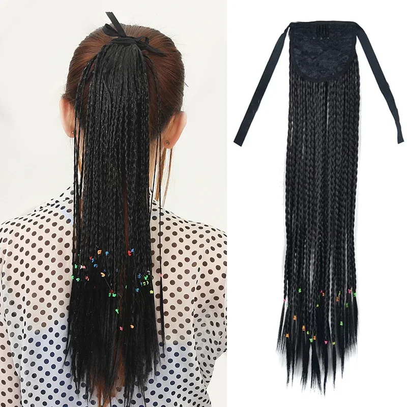 20inch-Box-Braided-Ponytail-Synthetic-Tie-On-Ponytail-Clips-In-Hair ...