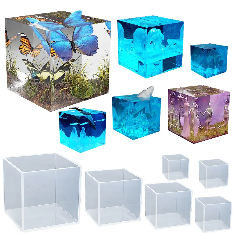 5-6-7-8-9cm-High-Clear-Cube-Ornaments-Silicone-Mold-DIY-Home-Office ...