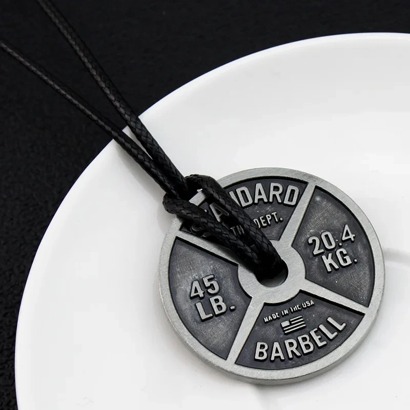 Sports-Weightlifting-Plate-Barbell-Pendant-Dumbbell-Plate-Necklace-Rope ...