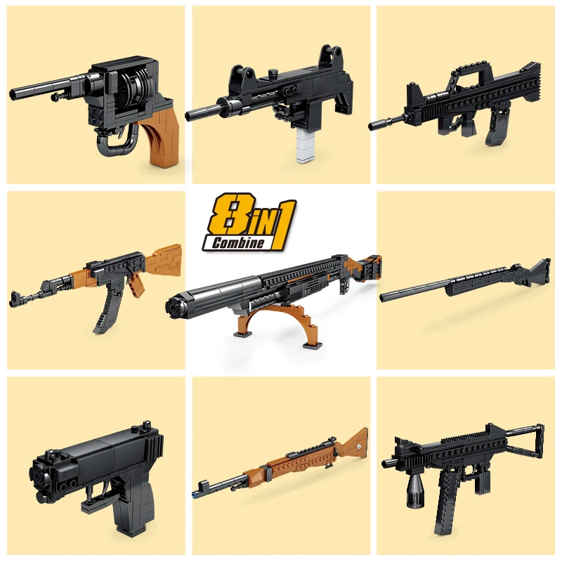 Building-Blocks-Pistol-Submachine-UZI-98k-Gun-Military-Game-Weapon ...