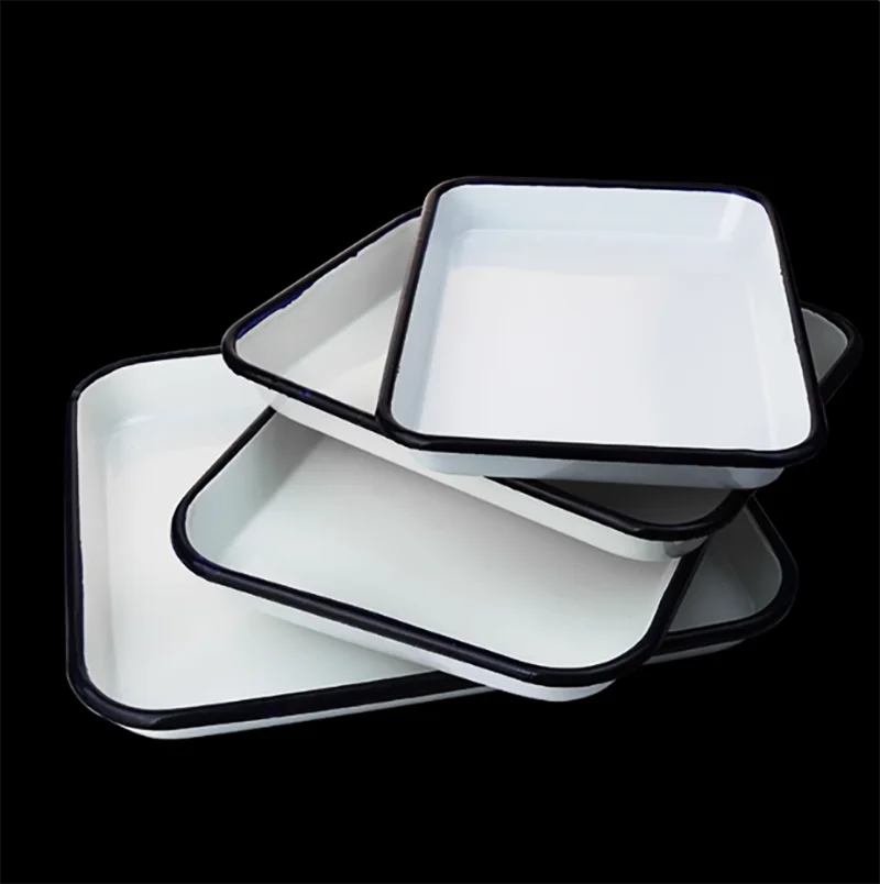 Thickened enamel square tray for color adjustment Enamel tray ...