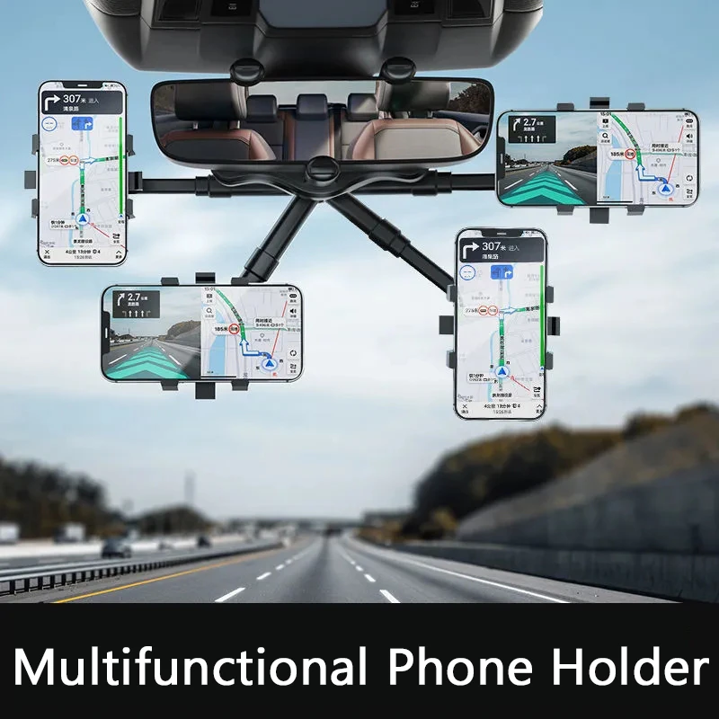 Multifunctional Phone Holder Car Rearview Mirror Rotatable Retractable ...