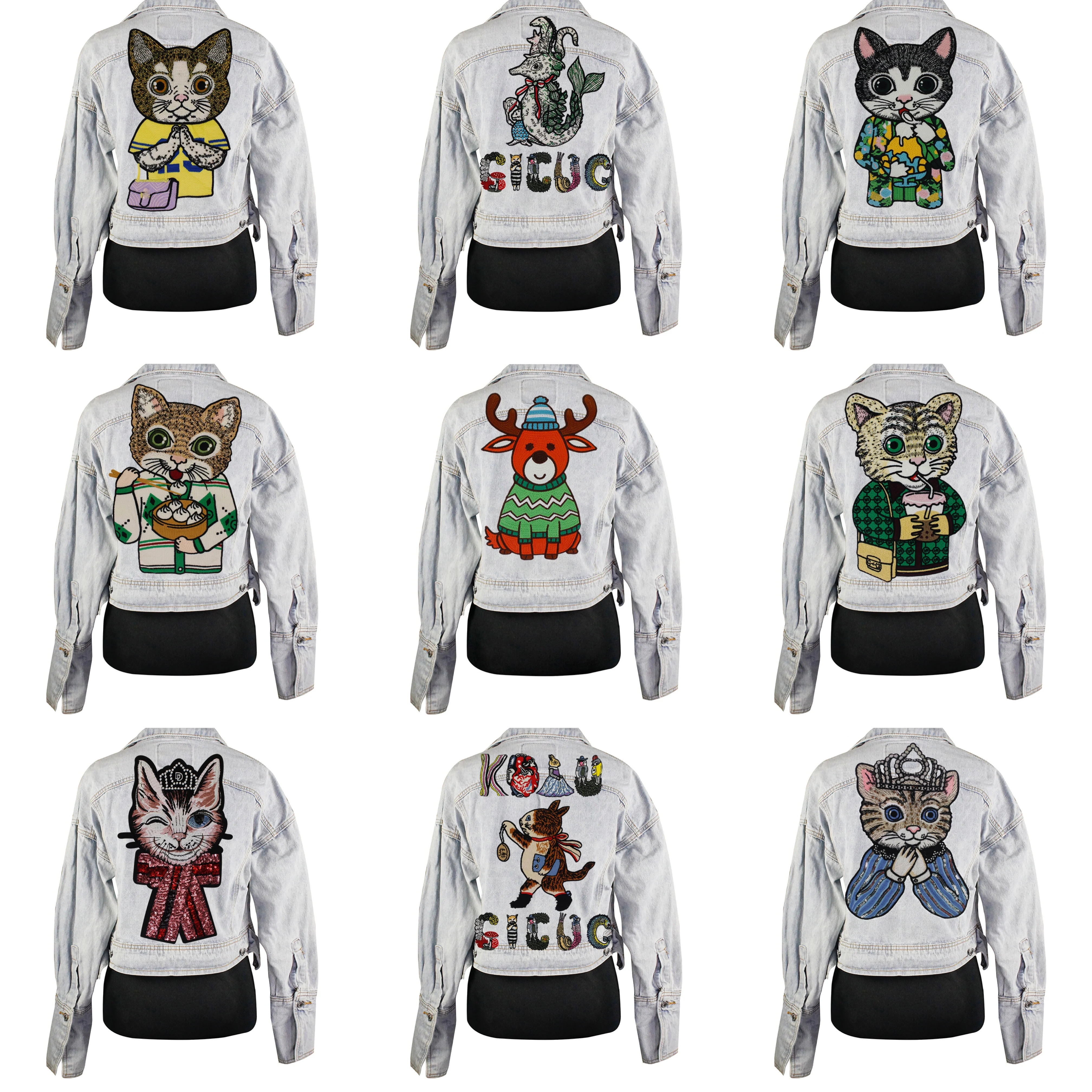 Cat Embroidery Patch | Badges - Embroidery Cat Patch Sequined Badges ...