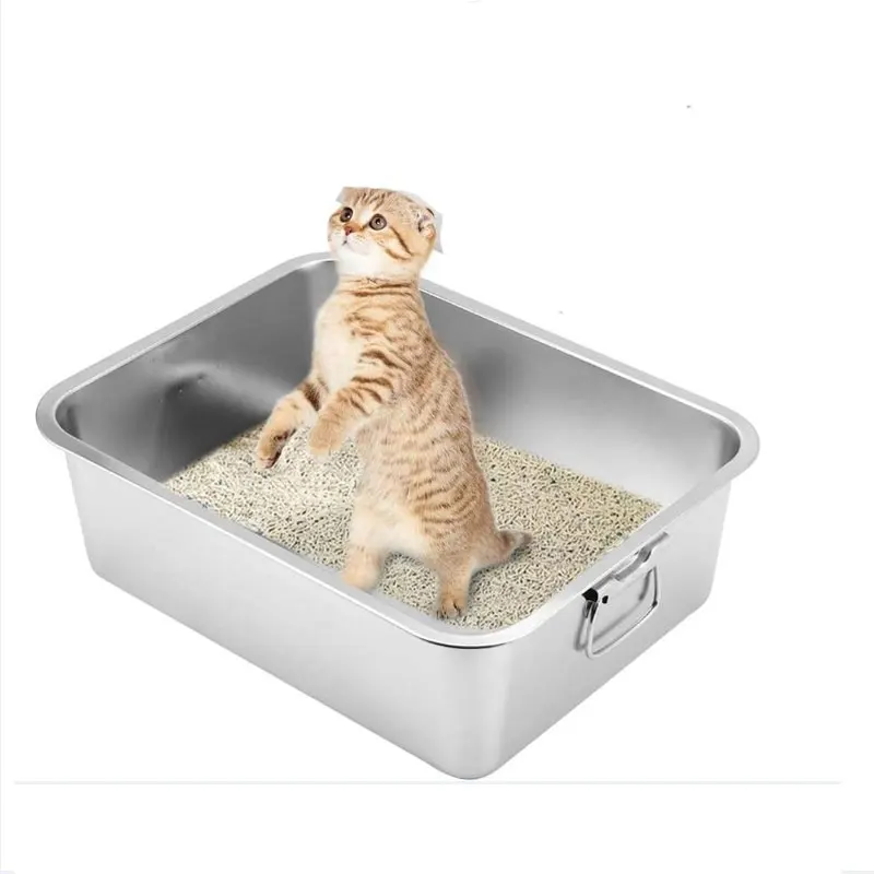 304-Stainless-Steel-Large-Metal-Cat-Litter-Box-for-Kitty-and-Rabbits-No ...