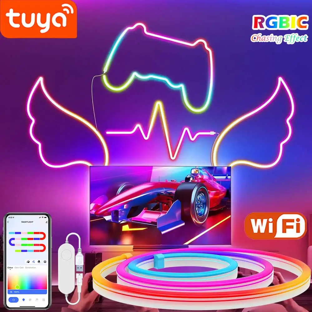 TUYA-WiFi-Neon-RGBIC-Strip-Light-Smart-LED-Lights-Ribbon-Lighting-USB ...