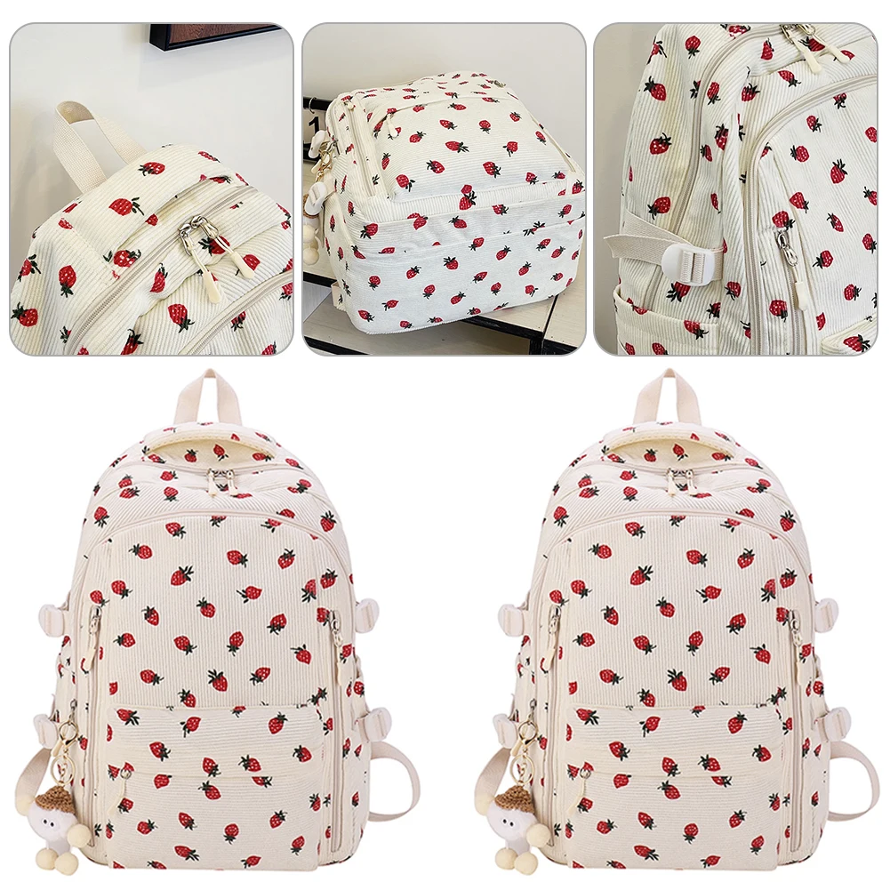 Women-Kawaii-Casual-Backpack-with-Pendant-Corduroy-Simple-School ...
