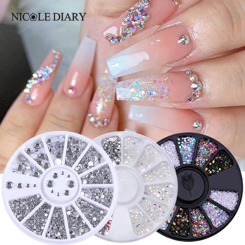 Mixed Color Glitter Nail Rhinestone Flat Back Crystal Gems Irregular ...