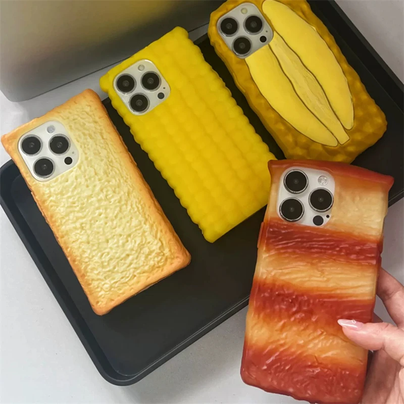 Funny Simulation Creative Toast Bread Soft Silicone Case For iphone 15 ...