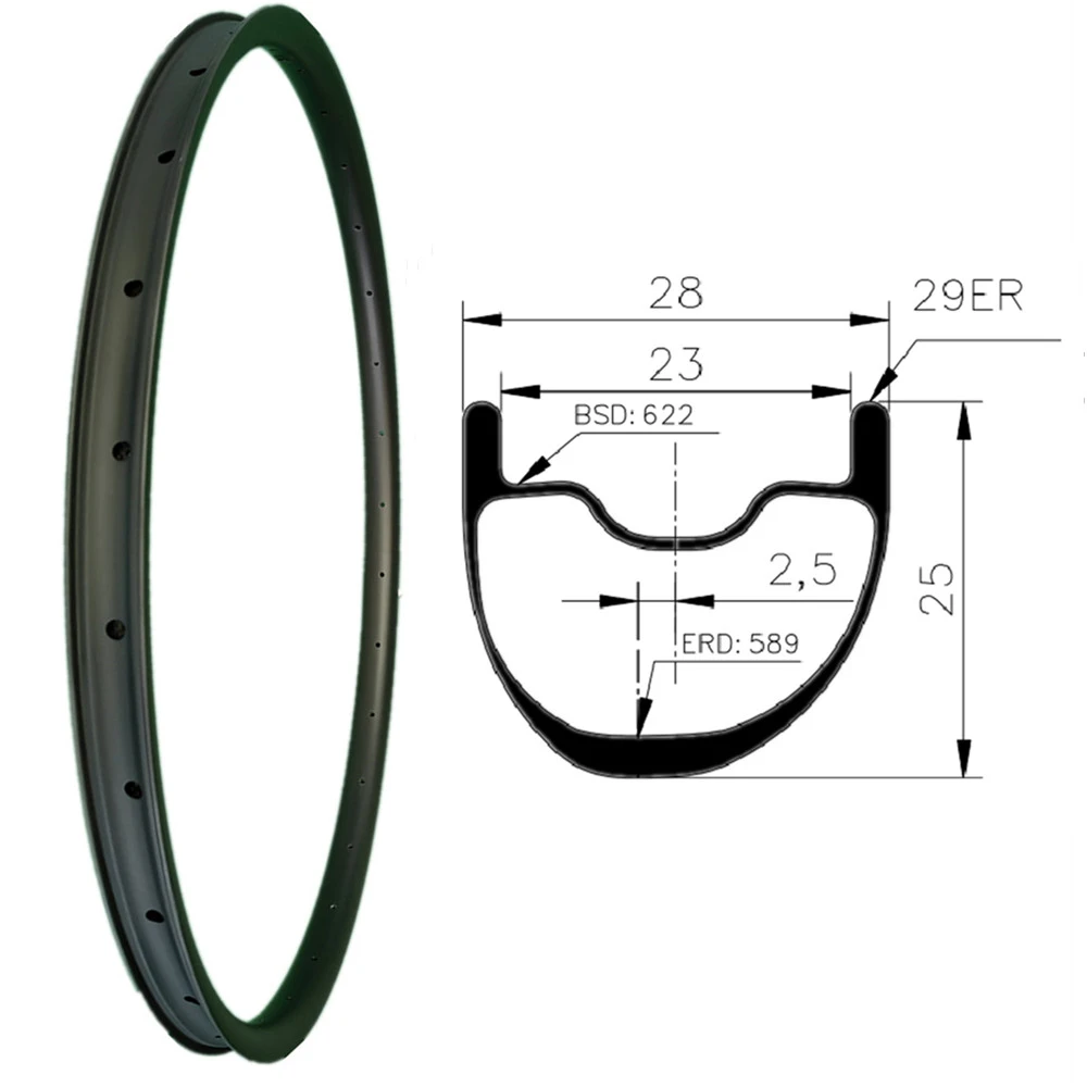 25mm Depth Asymmetric Mtb Carbon Rim 28h 32h Factory Custom 29er Mtb ...