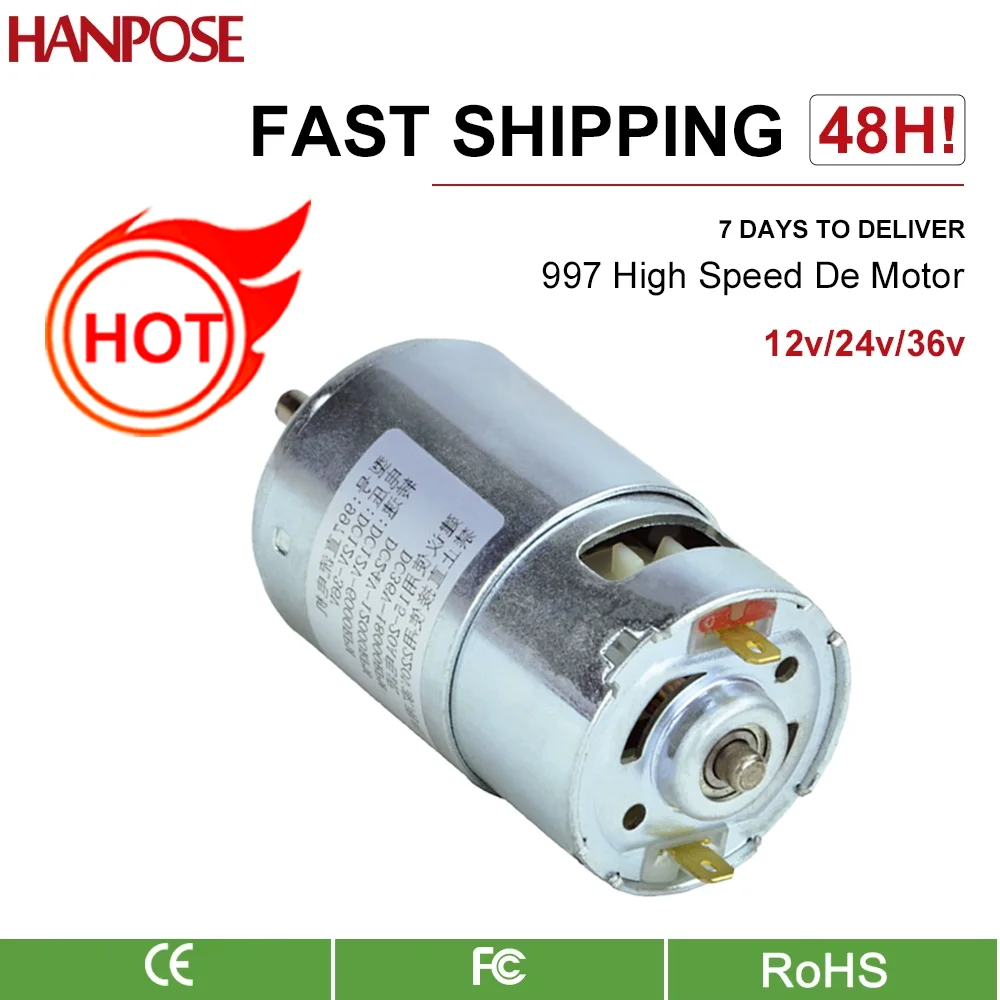 HANPOSE RS997 dual-axis DC motor, 12-24 volt high-speed 36 volt motor ...
