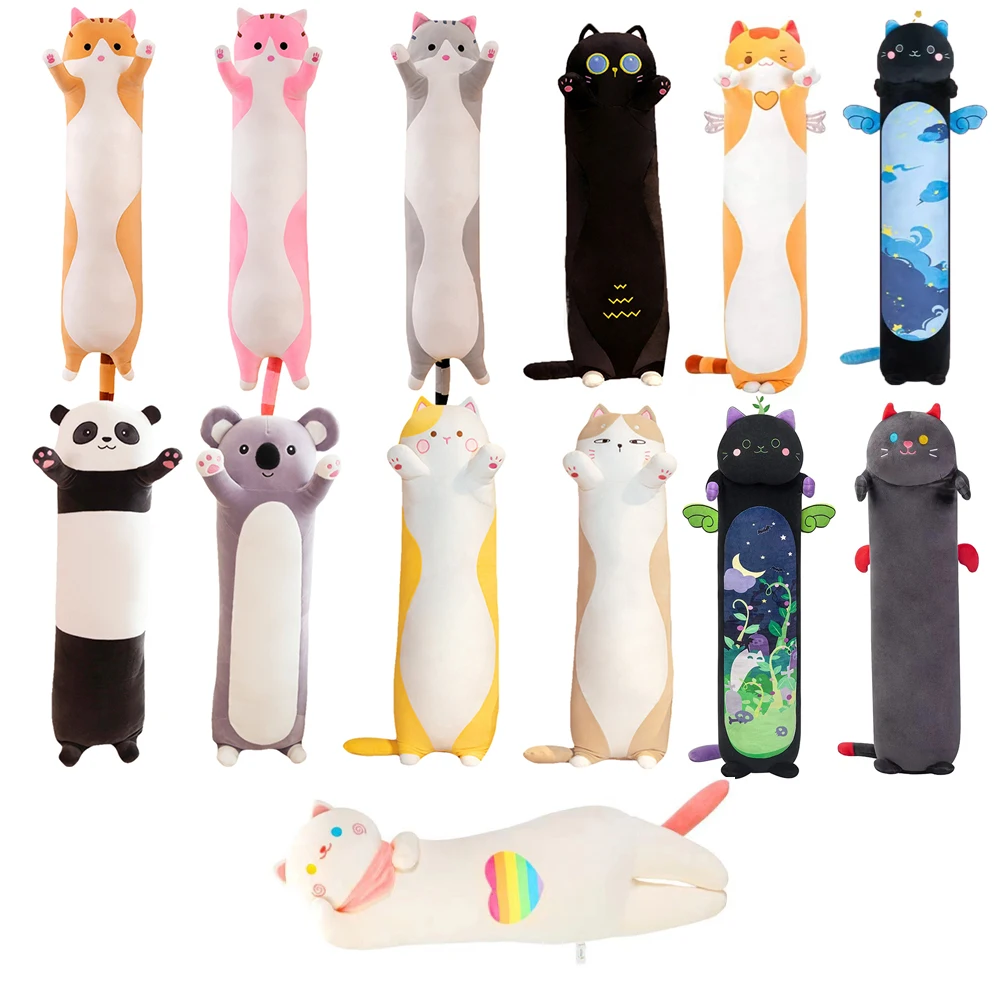 Coussin long en peluche chat kawaii pour enfants et filles, jouet en ...