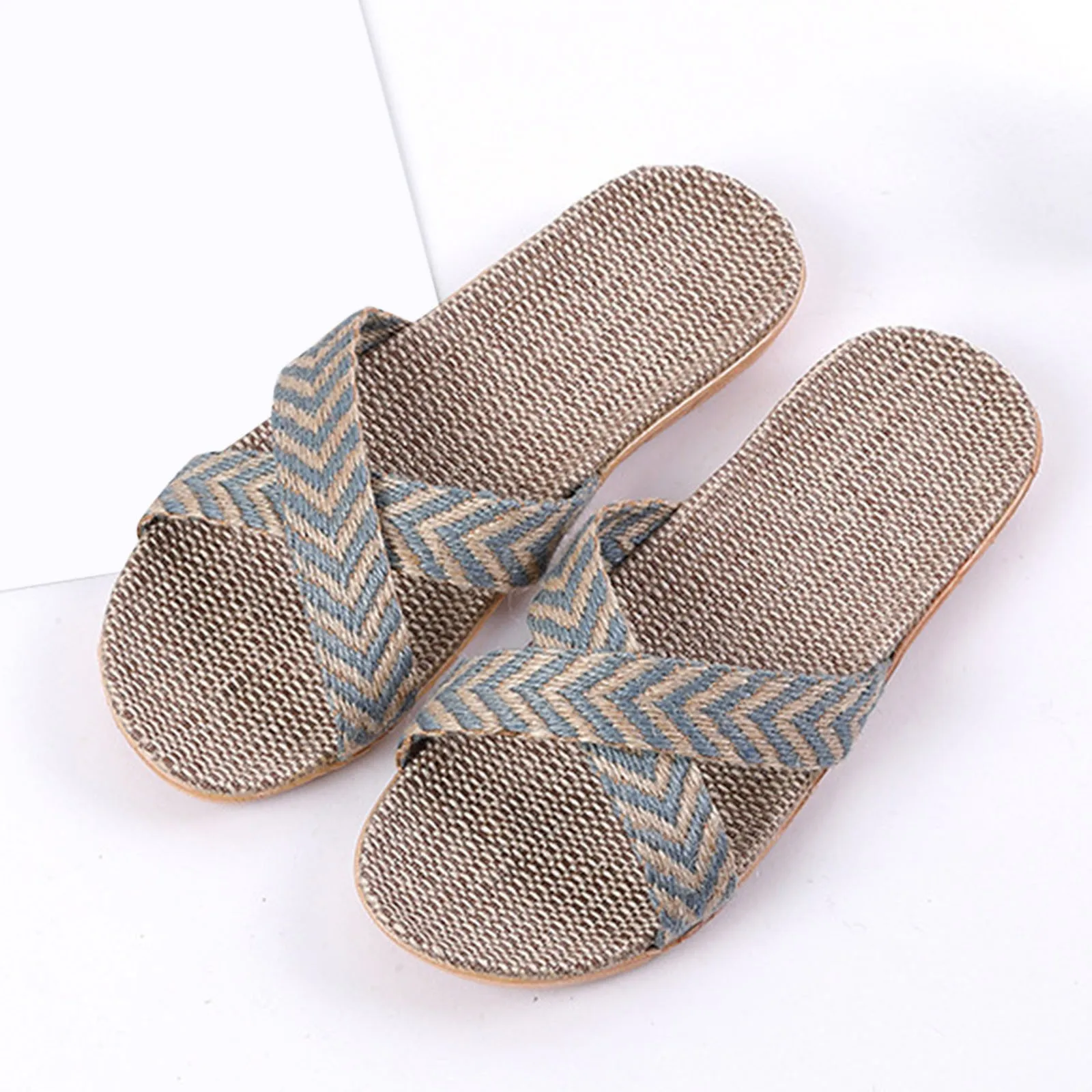 Summer-Crossed-Flax-Slippers-Women-Home-Linen-Slipper-Flat-Beach ...