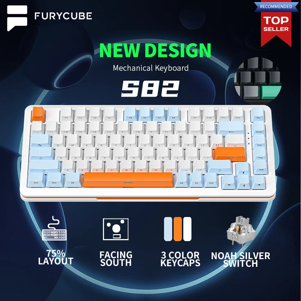 FURYCUBE-82-Keys-teclado-mec-nico-de-jogos-PBT-Keycaps-Outemu-Switch ...