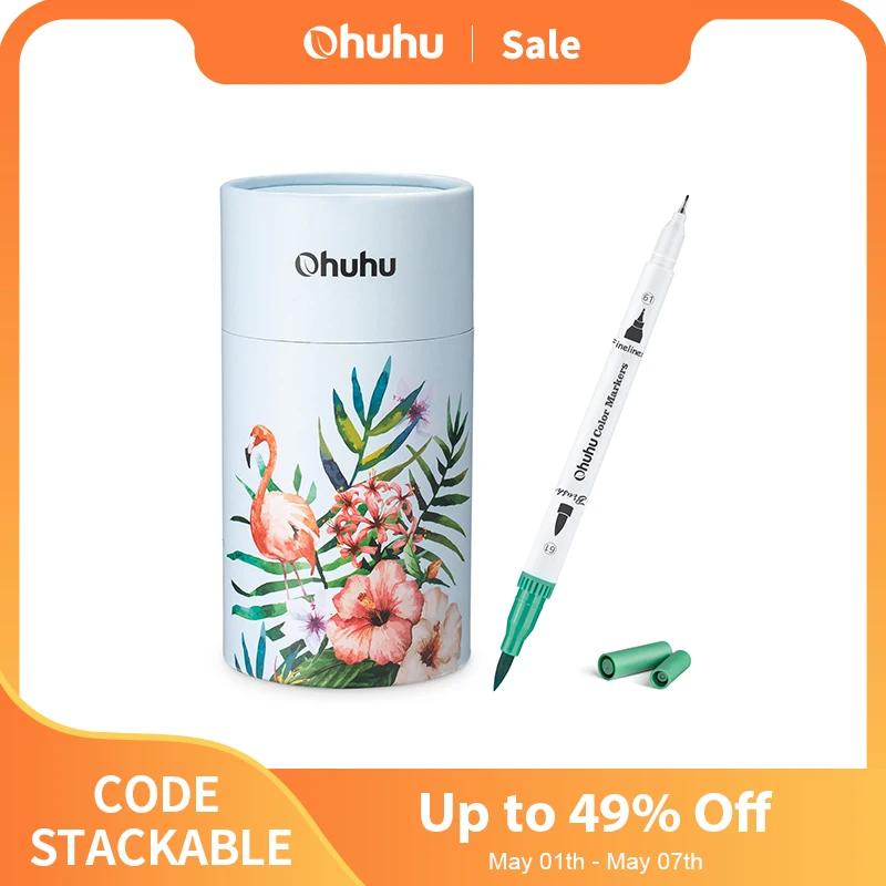 Ohuhu-Art-Markers-Dual-Tips-Line-Marker-Set-Coloring-Water-Color-Brush ...