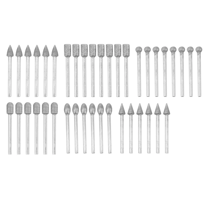 40 Pieces Diamond Burr Bits Stone Carving Set for Rotary Tool with 1/8 ...