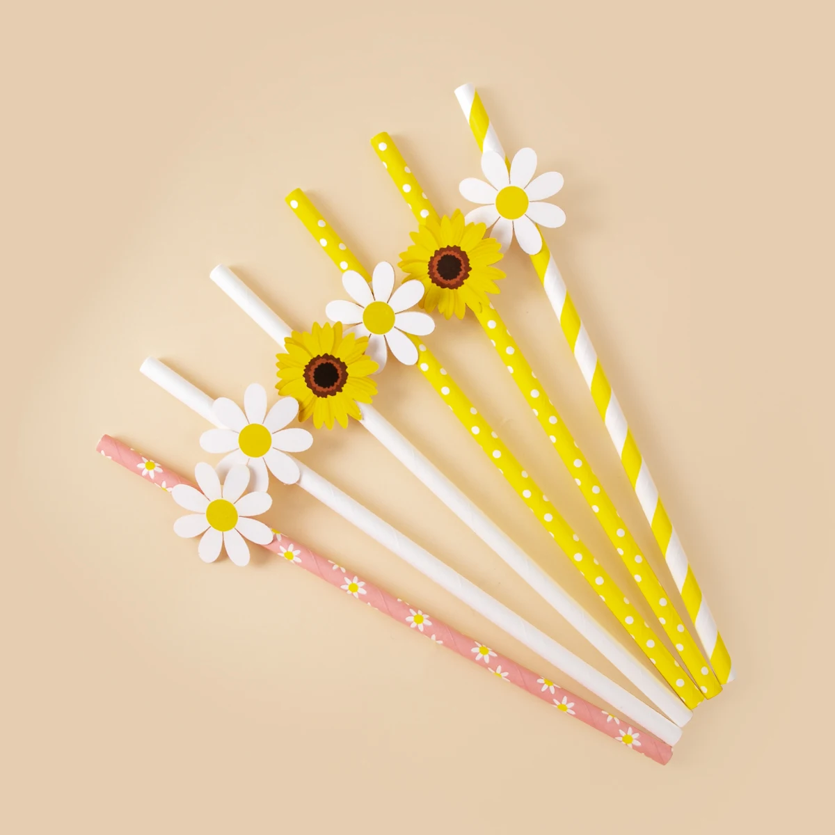 10-20-30pcs-Daisy-Flower-Paper-Straws-Disposable-Drinking-Straw-Spring ...