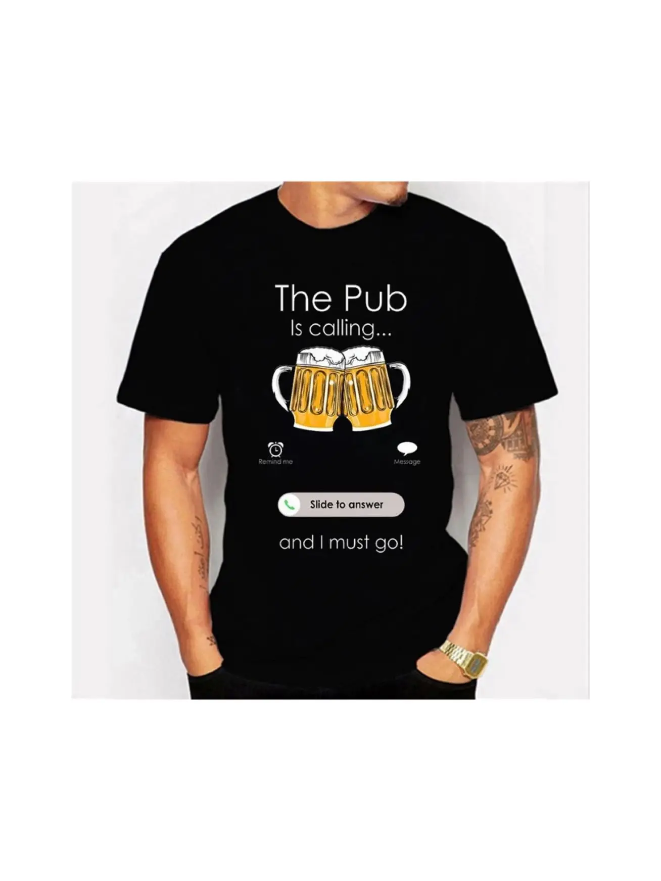 Funny-The-Pub-Is-Calling-Beer-Wine-Drink-T-Shirts-Graphic-Cotton ...