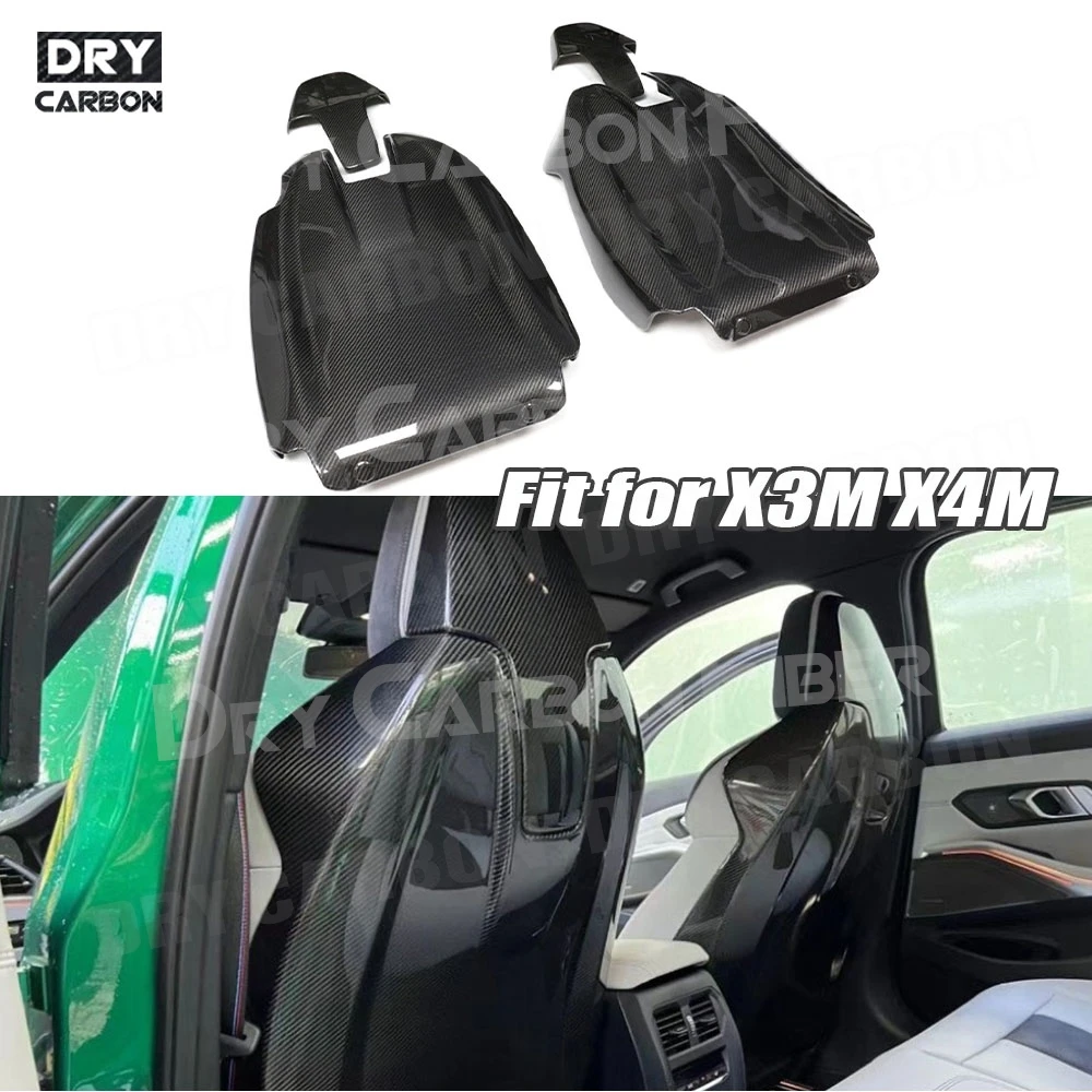 Dry Carbon Fiber Car Interior Seat Back Covers Trims For BMW G80 M3 G82 ...