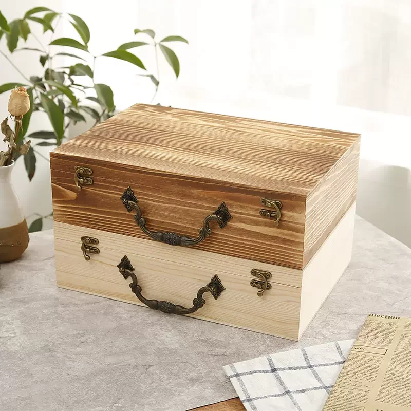 Wooden-Large-Rectangular-Pine-Storage-Box-with-Flip-Lid-Solid-Wood ...