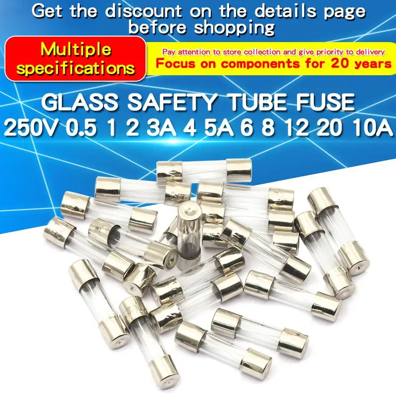 100Pcs Set 5x20mm Quick Blow Glass Tube Fuse Assorted ,Fast-blow Glass ...