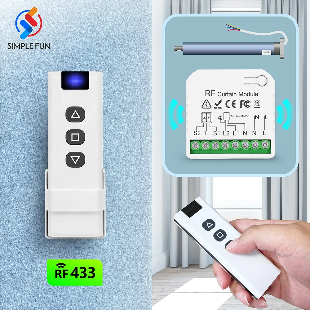 433MHz-Wireless-Curtain-Switch-110V-220V-16A-RF-Receiver-60m-Remote-for-Remote-Control-Roller ...