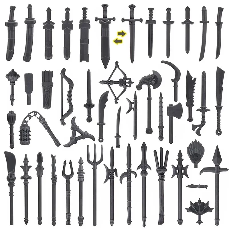 Military MOC Movie Characters Soldier Weapons Building Block Sword Axe ...