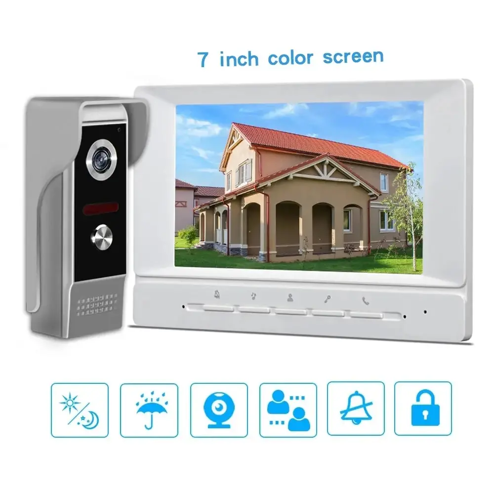 7-Inch-Wired-Video-Intercom-With-Camera-Doorbell-Waterproof-Apartment ...
