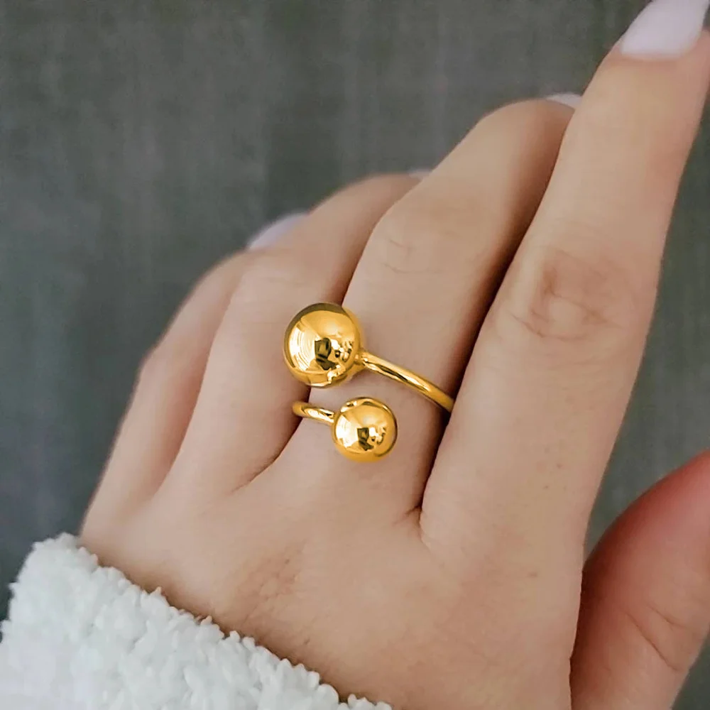 Double-Ball-Ring-Stainless-Steel-Adjustable-Open-Spheres-Wrap-Around ...