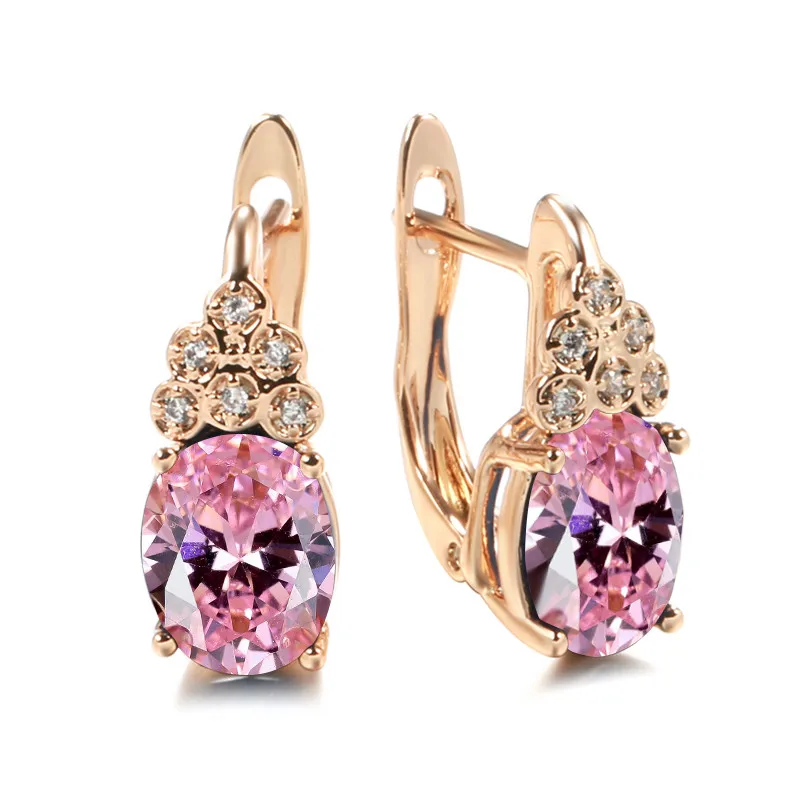 Charm Gold Color Engagement Earrings Luxury Crystal Multicolor Stone ...