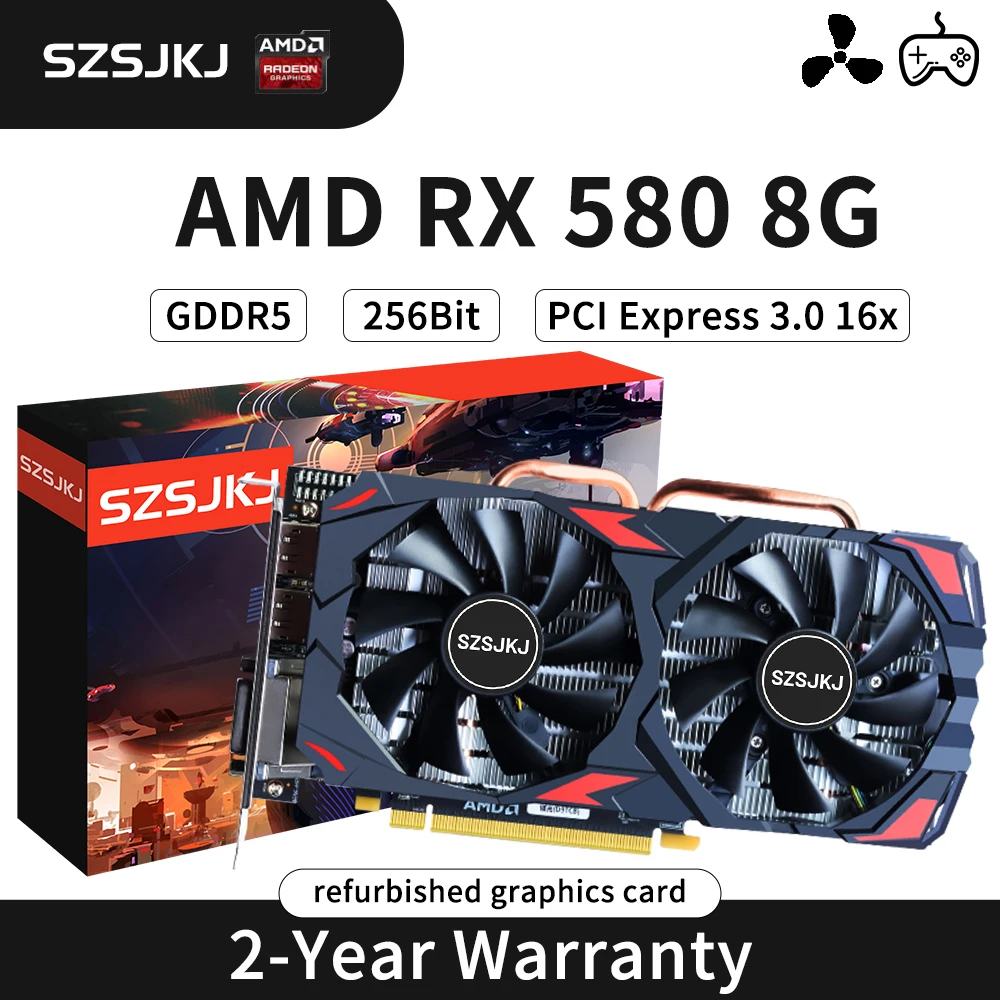 AMD RX 580 8GB Graphics Card For GDDR5 GPU RX580 Video Card 256Bit ...