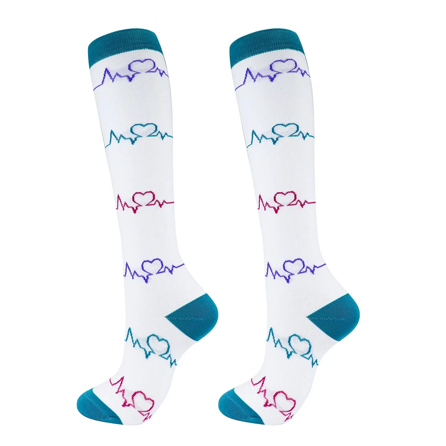 Heartbeats Tall Compression Cycling Socks | CreativePulseLiving