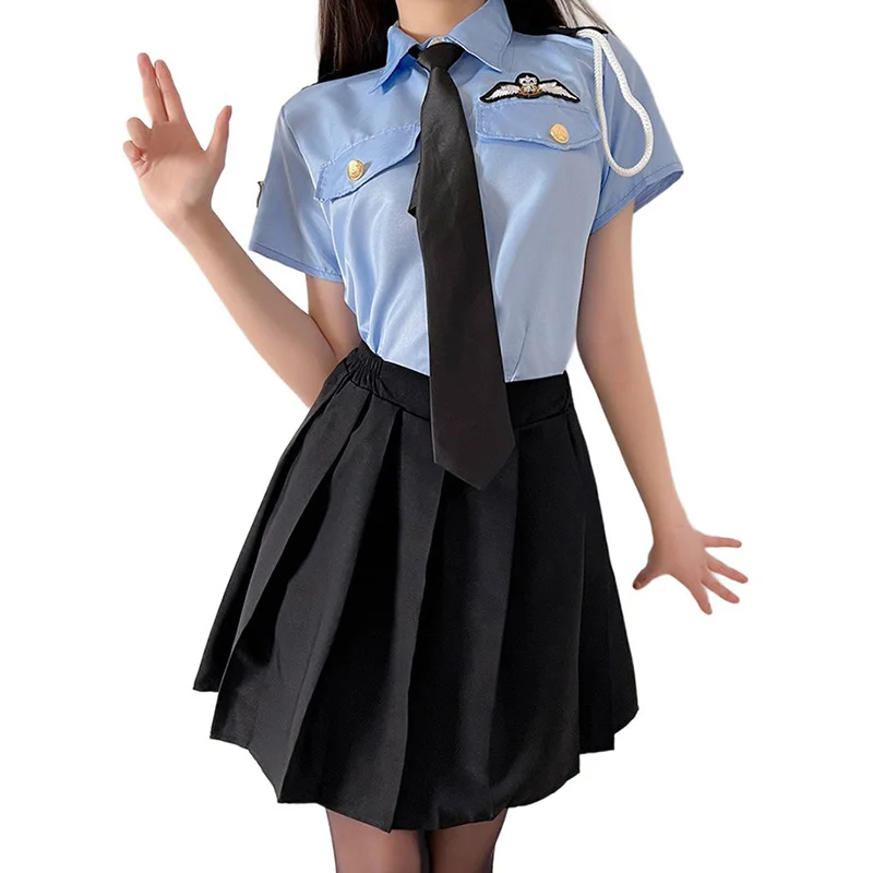Classic-Ladies-Policewoman-Cosplay-Outfit-Cute-Cop-Officer-Costume-Blue ...