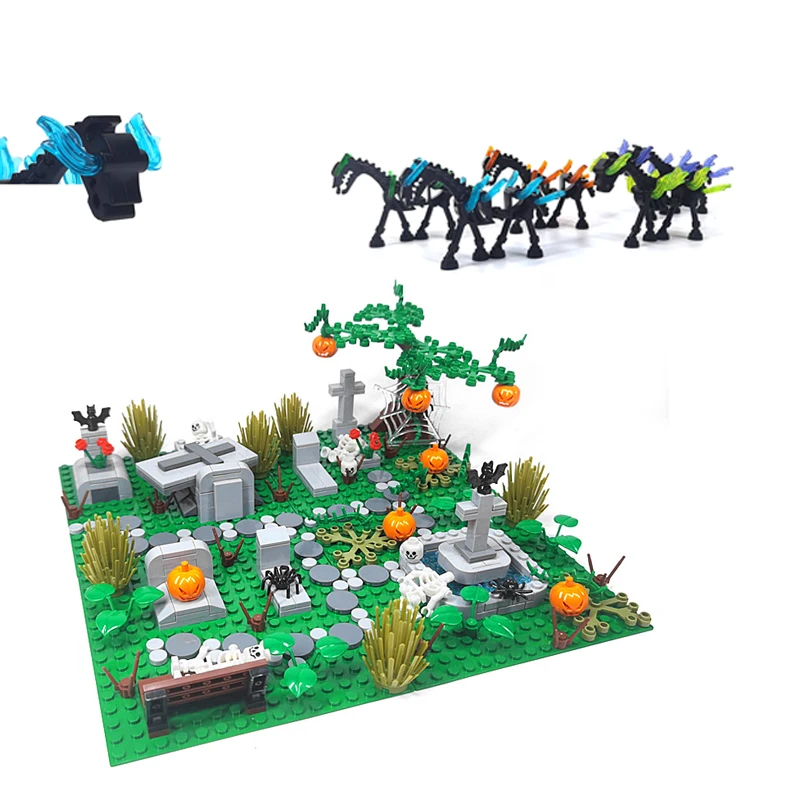 MOC-Halloween-Ghost-Skull-Cemetery-Building-Blocks-Nightmare-Pumpkin ...
