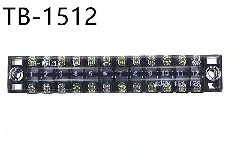 10Pcs TB-1512 600V 15A 12 Positions Barrier Strip Terminal Block Wire ...