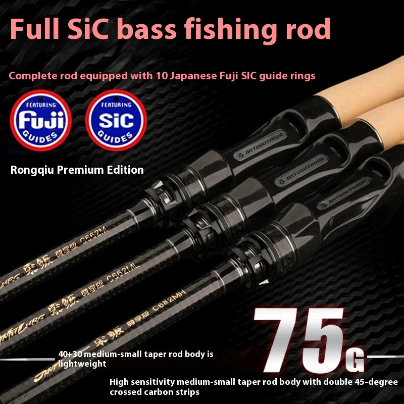 RONGGUI 専用バージョン スピニング/キャスティング 釣竿 超高速チューニング バス SIC75g カーボンファイバーリング キャンプ ...