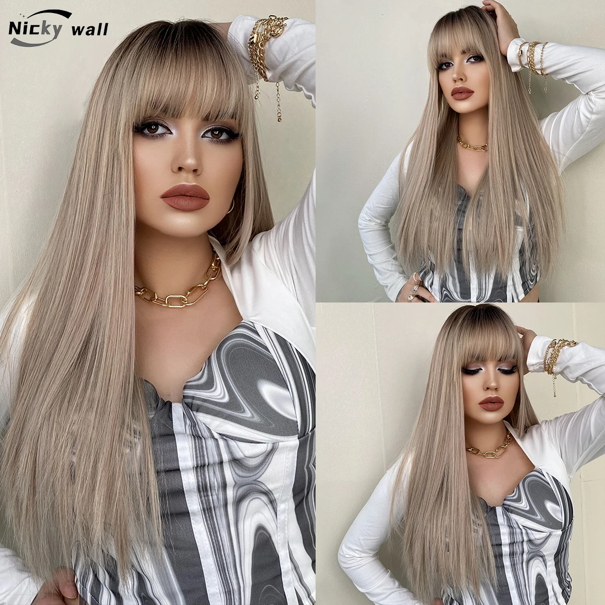 Nicky-Wall-Long-Straight-Hair-Blonde-Wig-with-Bangs-Women-Natural-Brown ...