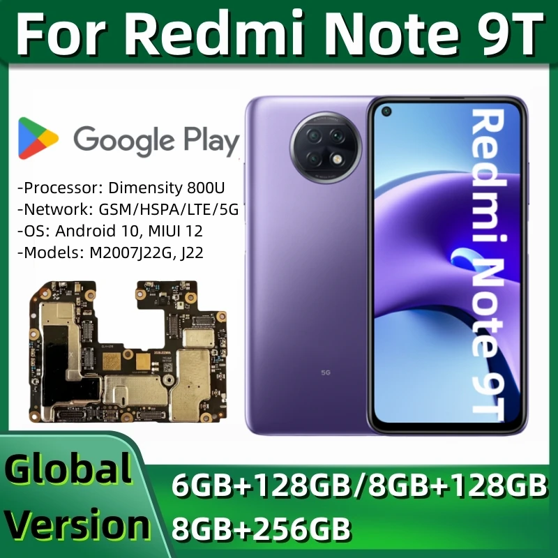 Motherboard-for-Xiaomi-Redmi-Note-9T-5G-M2007J22G-Original-Unlocked ...