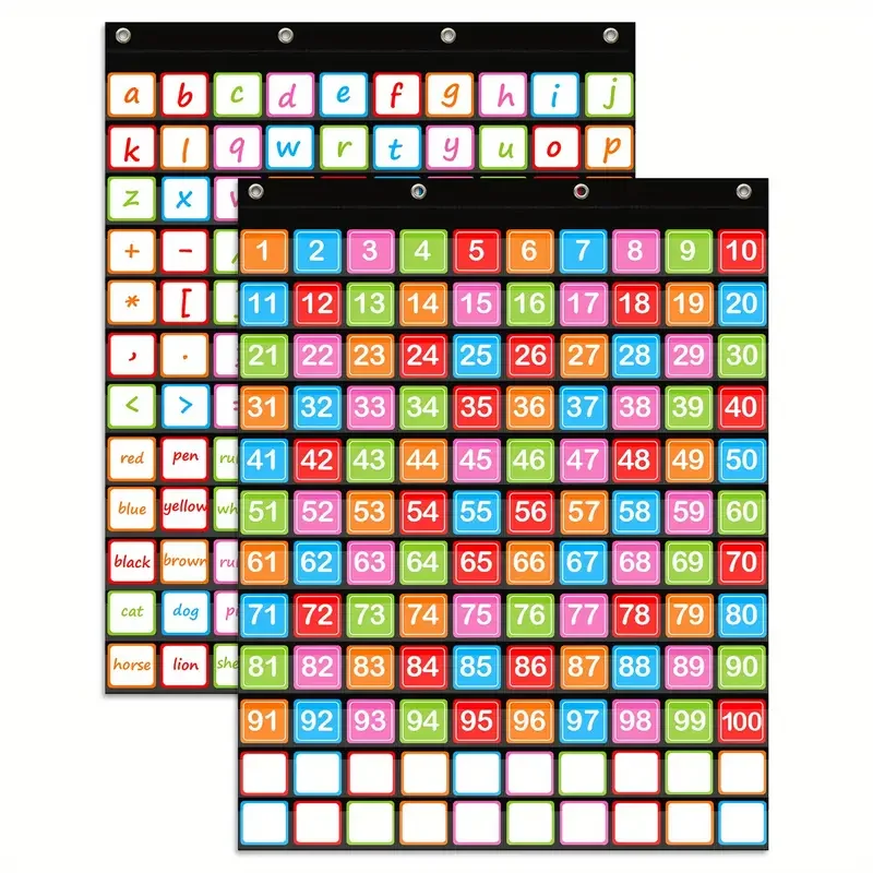 120 Pockets Hundred Pocket Chart with 150 Pieces Double-Sided Number ...