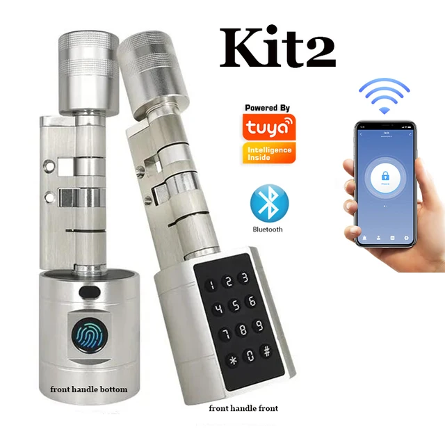 European Lock Cylinder Smart Lock with Keys Tuya Bluetooth Door Lock ...